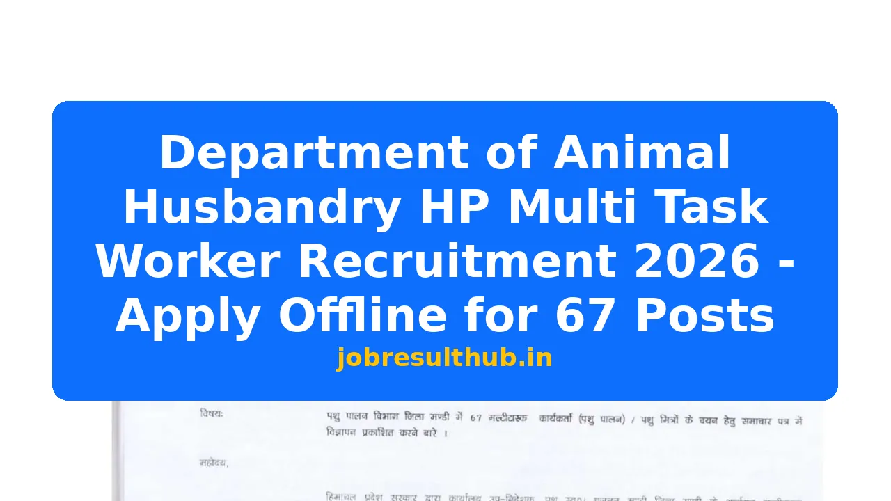 Department of Animal Husbandry HP Multi Task Worker Recruitment 2026