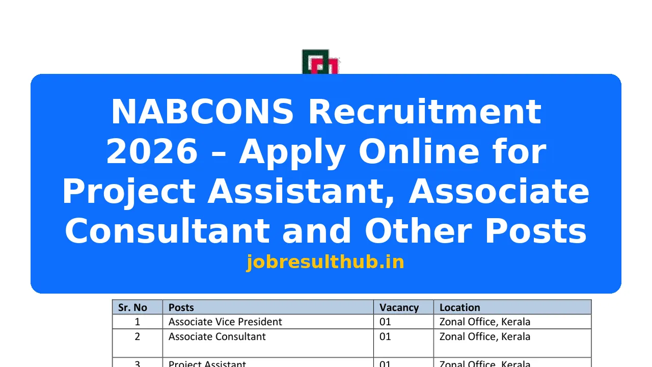 NABCONS Recruitment 2026: Apply for Project Assistant & More