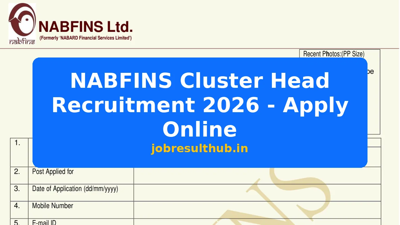 NABFINS Cluster Head Recruitment 2026 - Apply Online Now