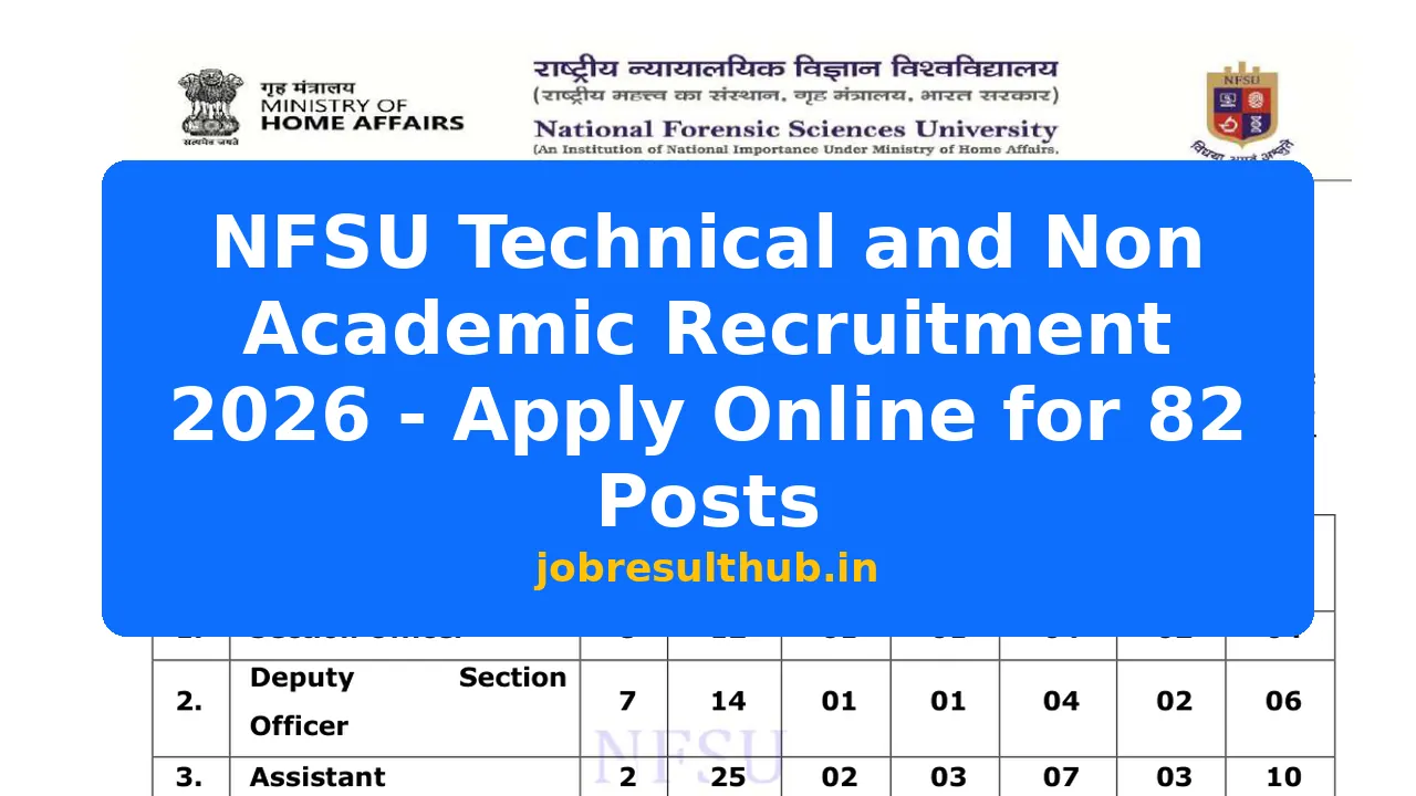 NFSU Recruitment 2026 - Apply for 82 Scientific and Non-Academic Posts