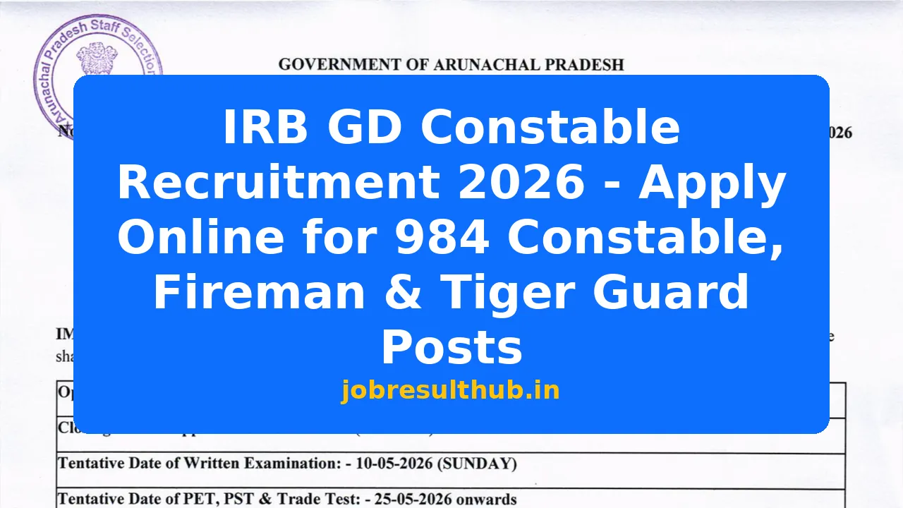 IRB GD Constable Recruitment 2026 - Apply for 984 Posts