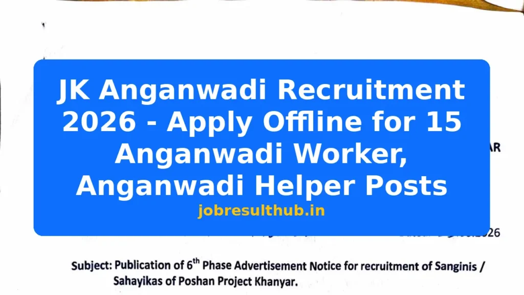 JK Anganwadi Recruitment 2026 - Apply for 15 Posts