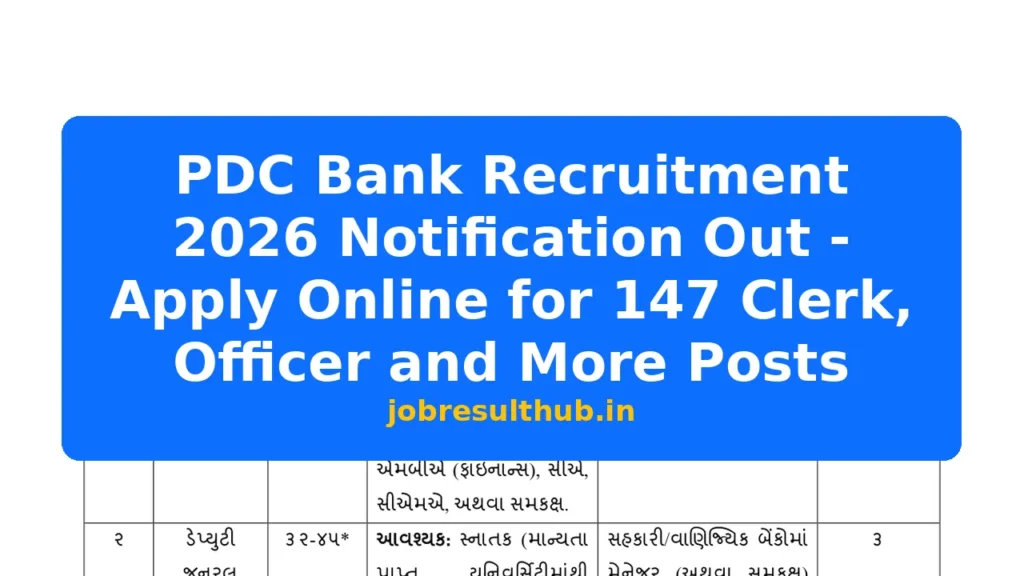 PDC Bank Recruitment 2026 Notification Out - Apply Online for 147 Clerk ...